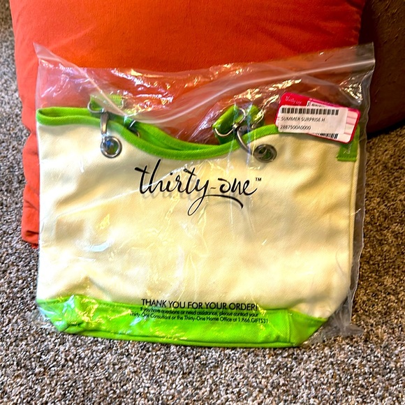 thirty-one | Bags | Thirtyone Mini Canvas Tote Creamlime Green | Poshmark